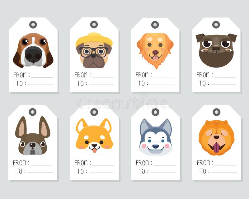 Gift Tags with Cute Animals Stock Vector - Illustration of decoration ...