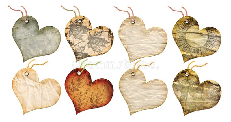 Gift Tags in the Form of Heart. Stock Illustration - Illustration of ...