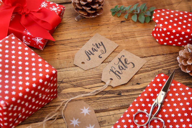 Gift Tags with Names for a Wrapped Presents Stock Illustration ...