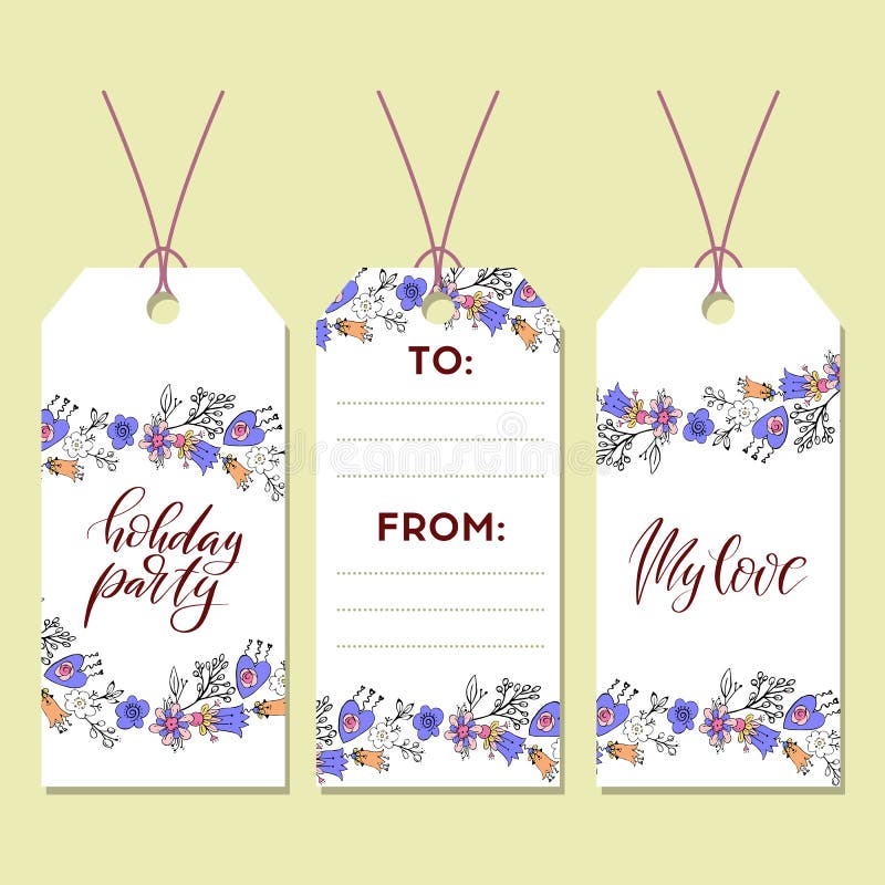 Gift Tags Set for Design. Vector Art Flowers. Stock Vector ...