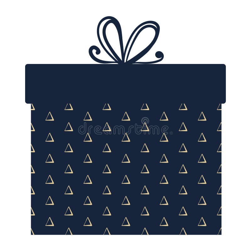 Gift Vector Illustration. Blue Gift and Gold Triangle Pattern Stock ...