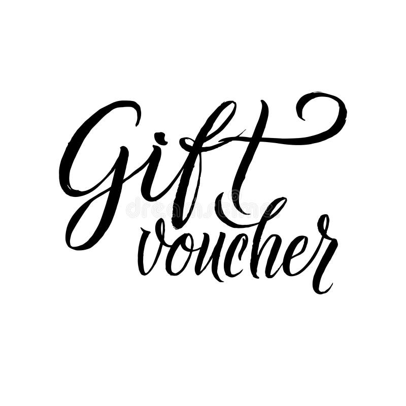 Gift Voucher. Black Calligraphy on White Background, Vector ...