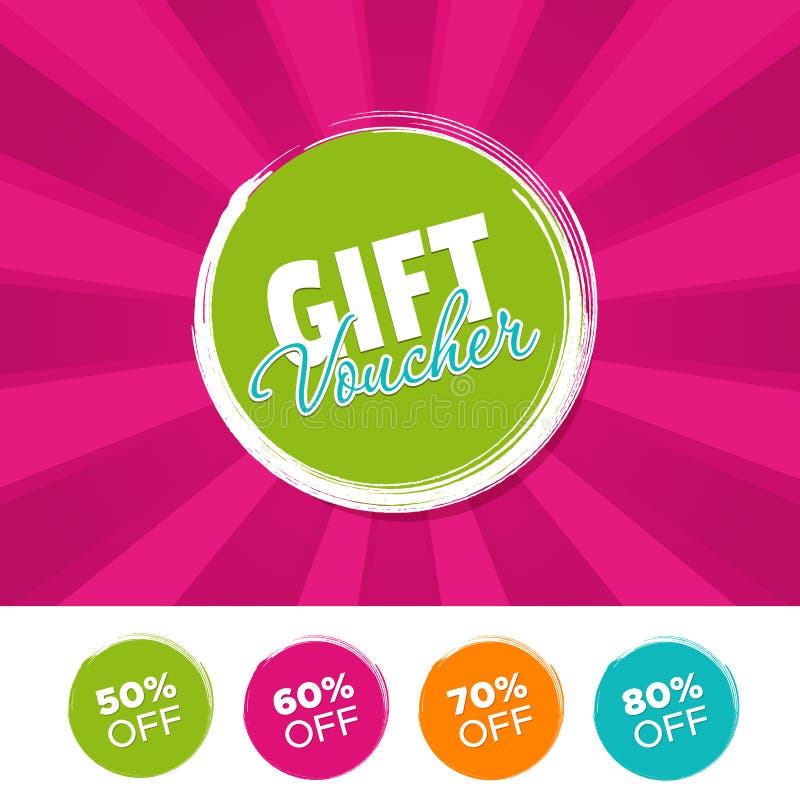 Gift Voucher Color Banner and 50 , 60 , 70 & 80 Off Marks Stock ...