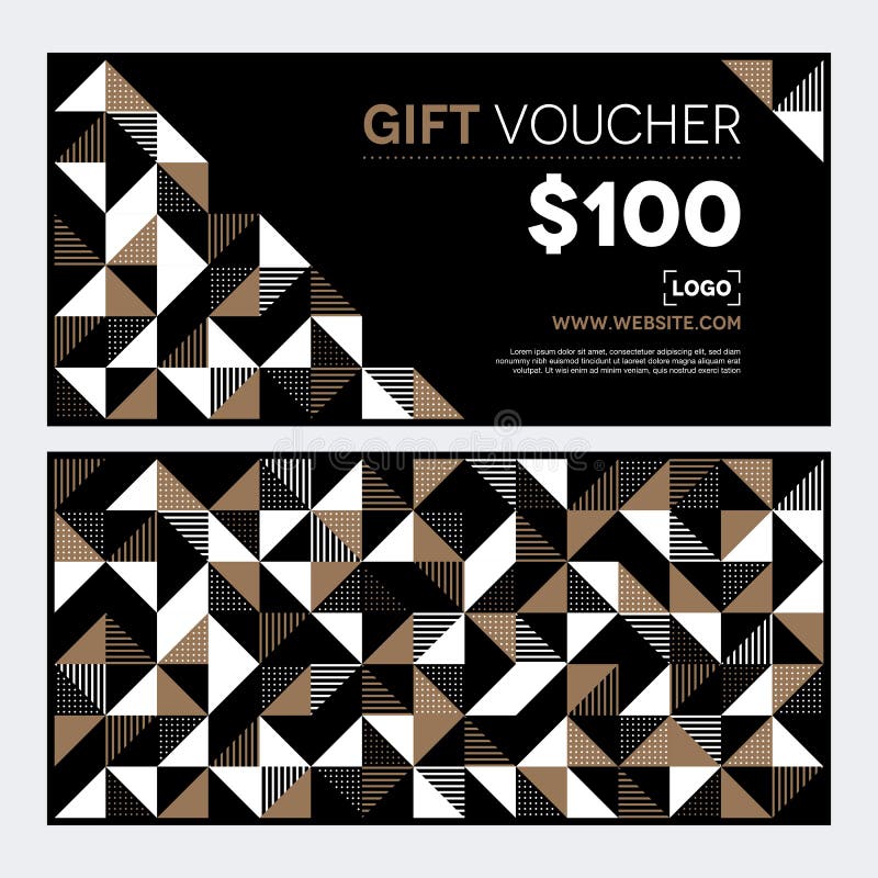 Gift Voucher Design in Gold and Black Stock Vector - Illustration of ...
