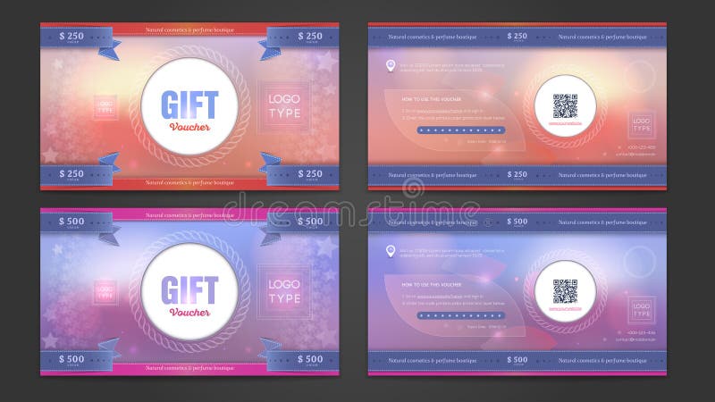 Gift Voucher Double Side Template. Stock Vector - Illustration of ...