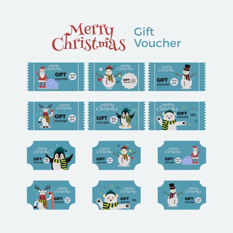 Gift Voucher Labels Christmas Character Edition Design Vector ...