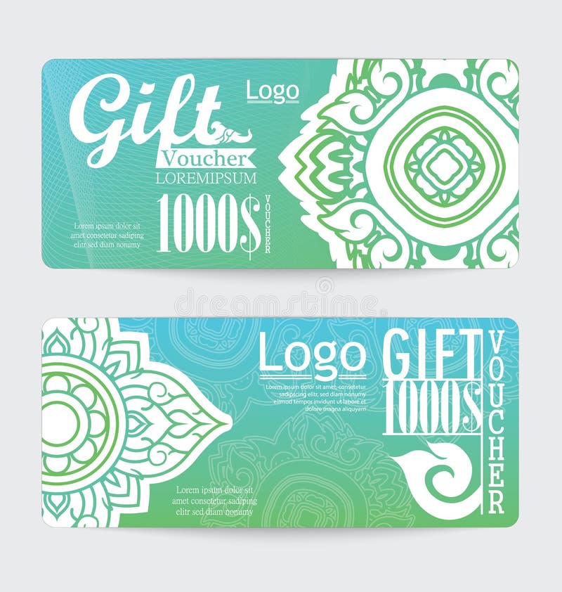 Gift Voucher Two Cards Pattern Thai Business Card Stock Vector ...