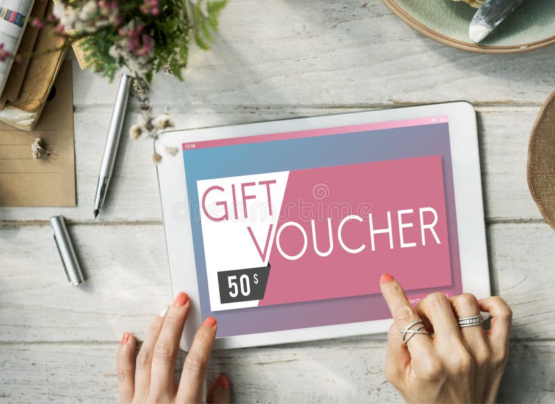Gift Voucher Offer Coupon Concept Stock Image - Image of design, aerial ...