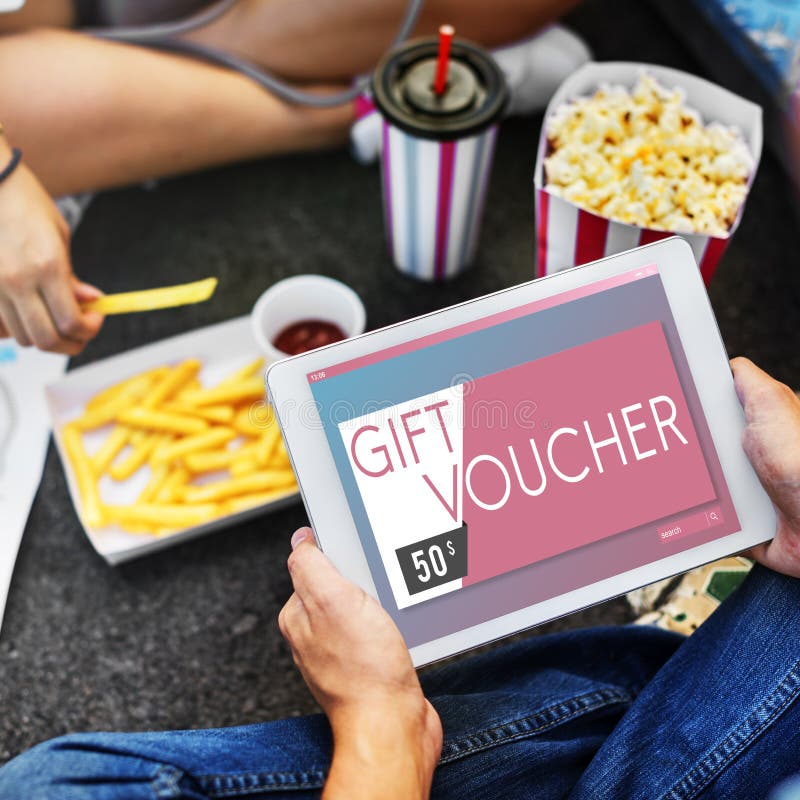 Gift Voucher Offer Coupon Concept Stock Image - Image of fries, online ...