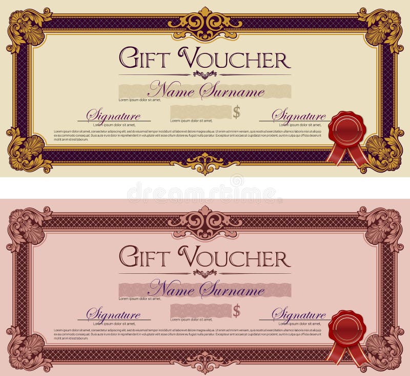 Gift Voucher Ornament Frame Royal Purple and Red Stock Vector ...