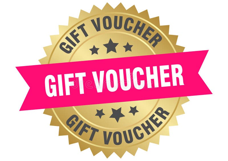 Gift Voucher. Gift Voucher Round Pink and Gold Label Isolated on ...
