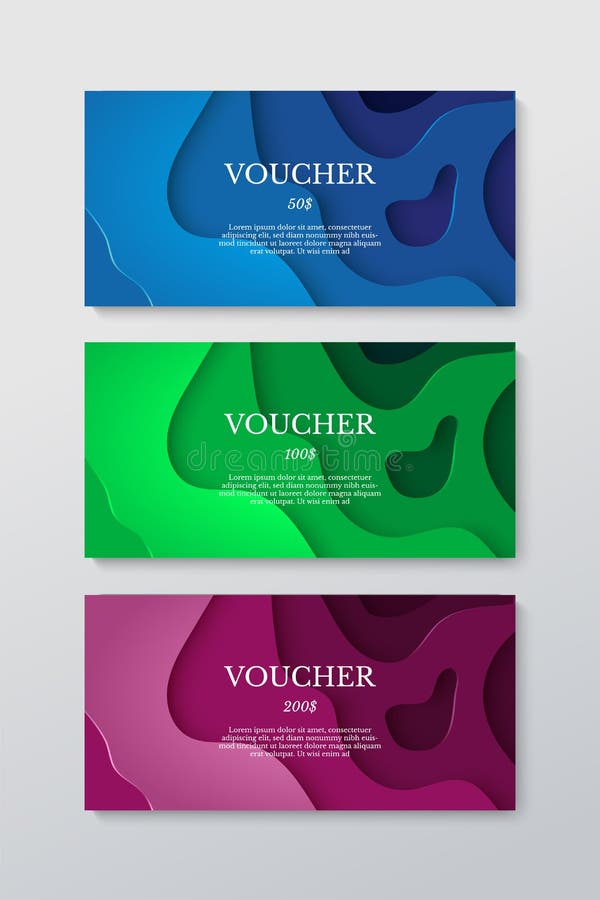 Gift Voucher Set Isolated on Gray Background. Vector Design Templates ...