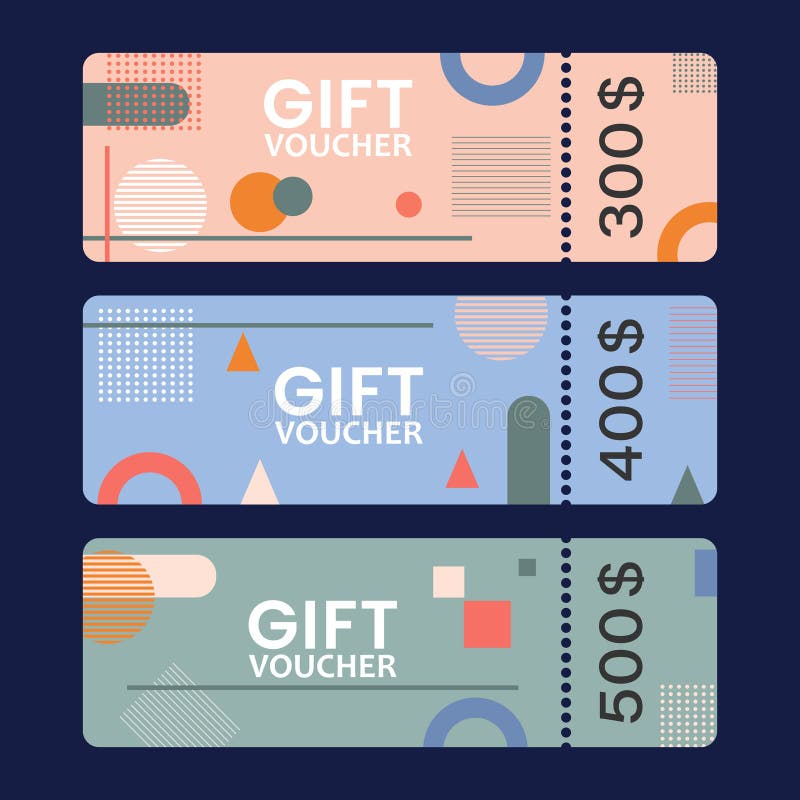 Gift Voucher, Set of Gift Voucher Templates in Geometry Style Stock ...