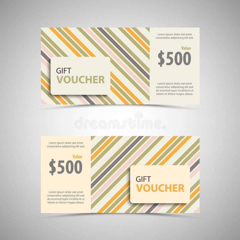 Gift Voucher with Stripes in Retro Design Stock Vector - Illustration ...
