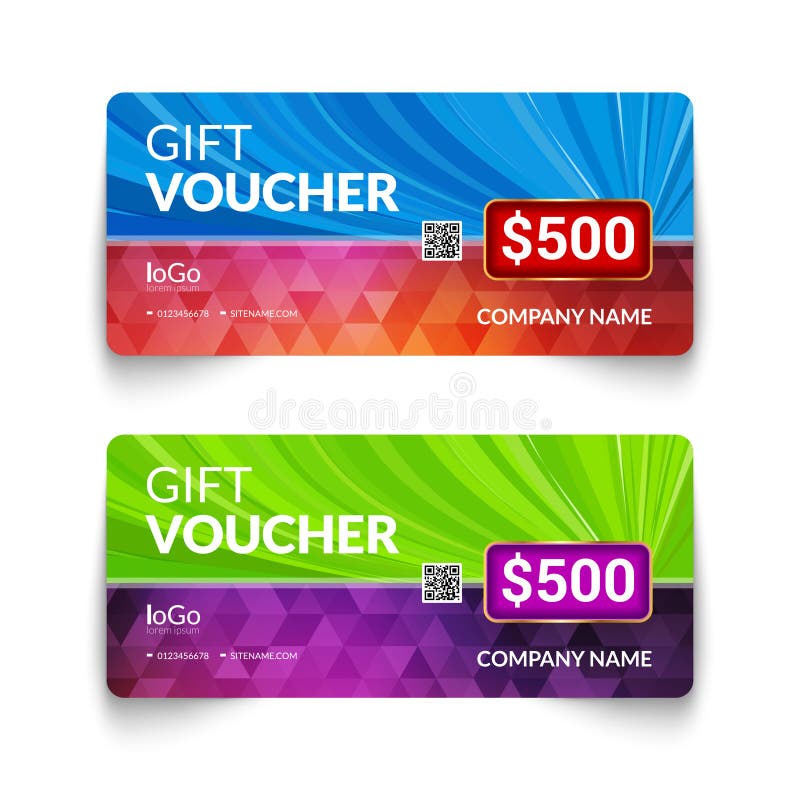 Gift Voucher Template with Colorful Triangle Backgroud, Certificate ...