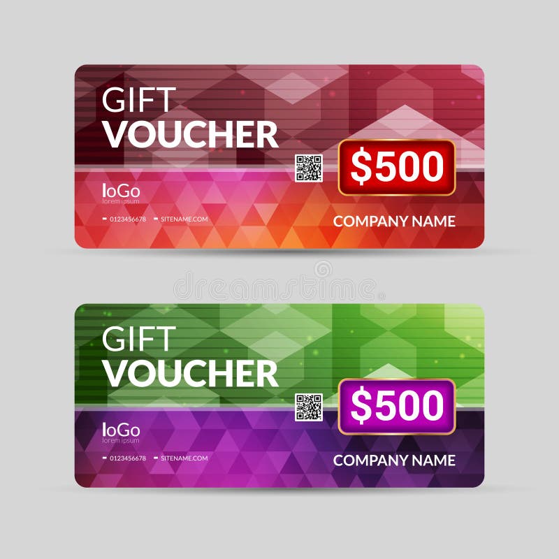 Gift Voucher Template with Colorful Triangle Backgroud, Certificate ...