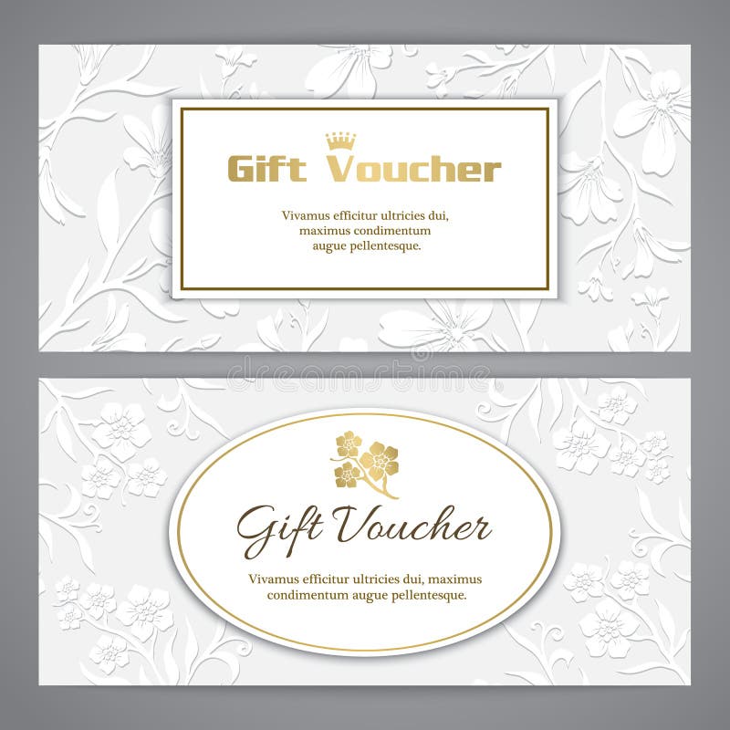 Gift Voucher Template with Embossed Pattern Stock Vector - Illustration ...