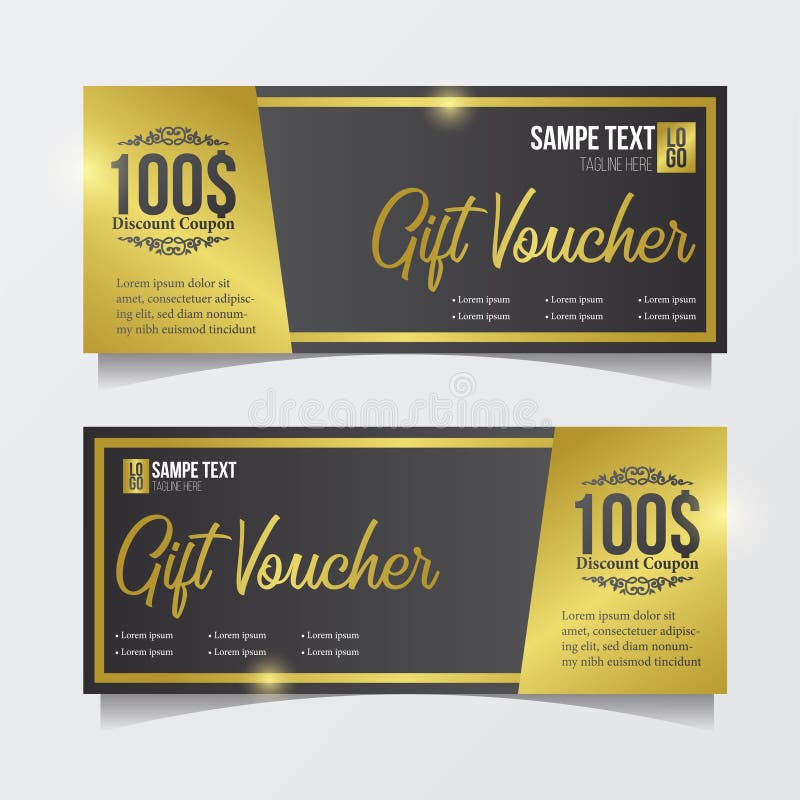 Gift Voucher Template with Gold Color Stock Illustration - Illustration ...