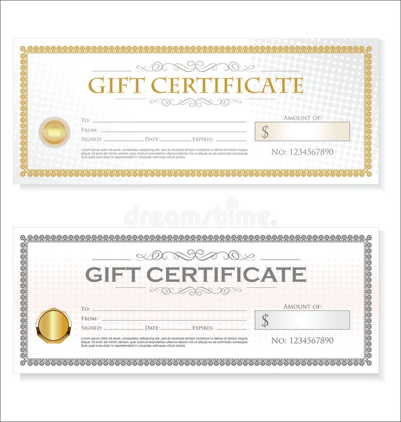Gift Voucher Template Retro Vintage Design Stock Vector - Illustration ...