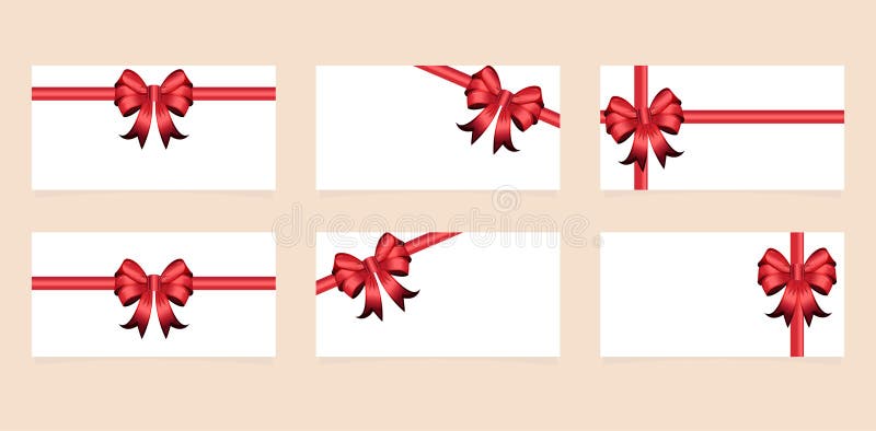 Gift Voucher Template Set with Bow Tie Stock Vector - Illustration of ...