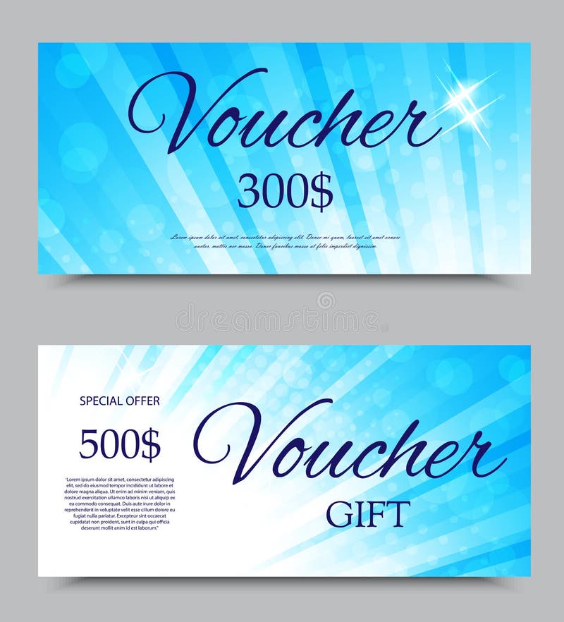 Blue Gift Voucher Template, Coupon Design, Gift Certificate Stock ...