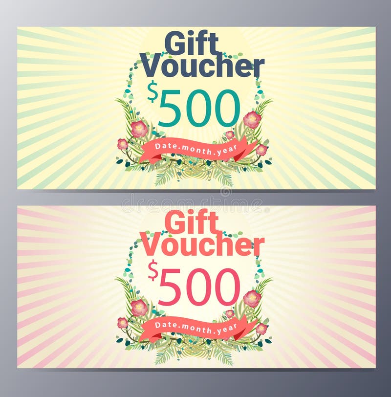 Gift Voucher Template with Vintage Hand Drawn Pattern Stock Vector ...