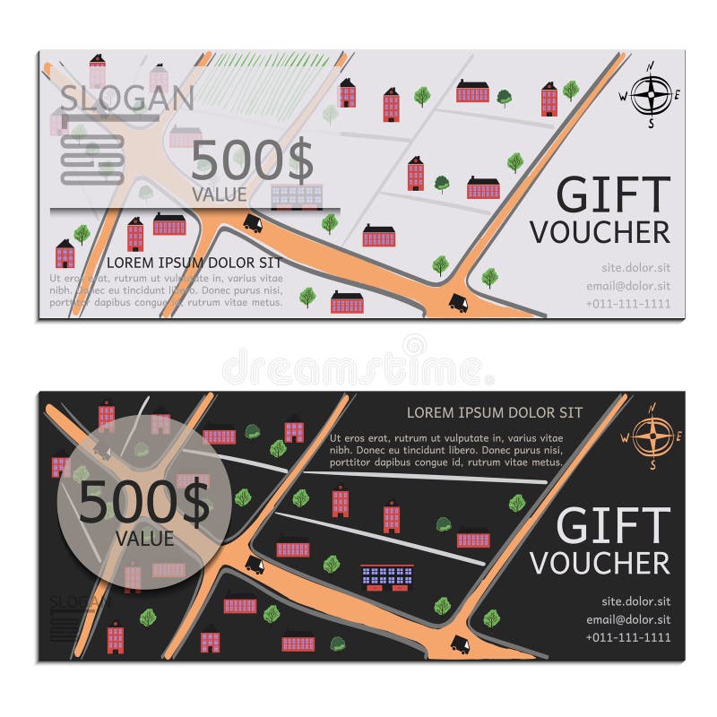 Gift Voucher Vector Coupon Map Stock Vector - Illustration of bank ...