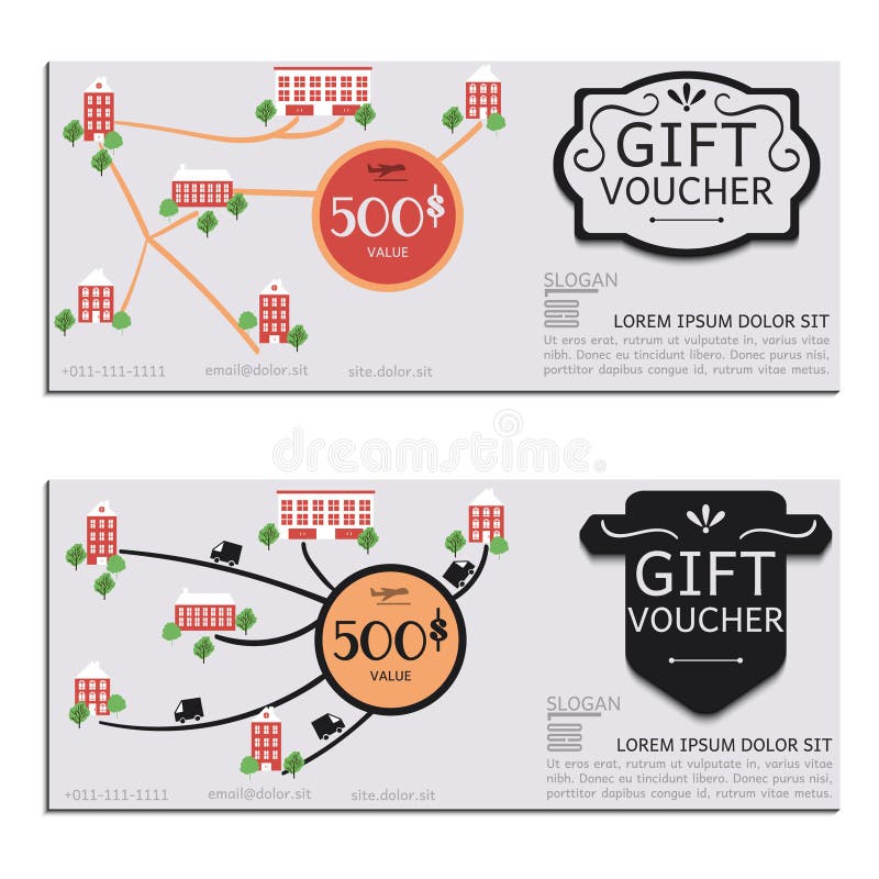Gift Voucher Vector Coupon Map Stock Vector - Illustration of vintage ...