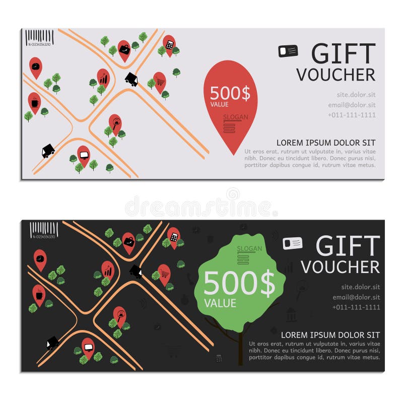 Gift Voucher Vector Coupon Map Stock Vector - Illustration of gift ...