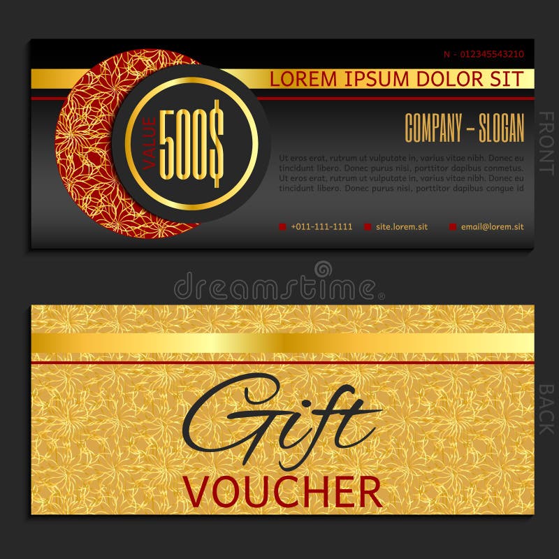Gift Voucher Vector Coupon Template Gold Stock Vector - Illustration of ...