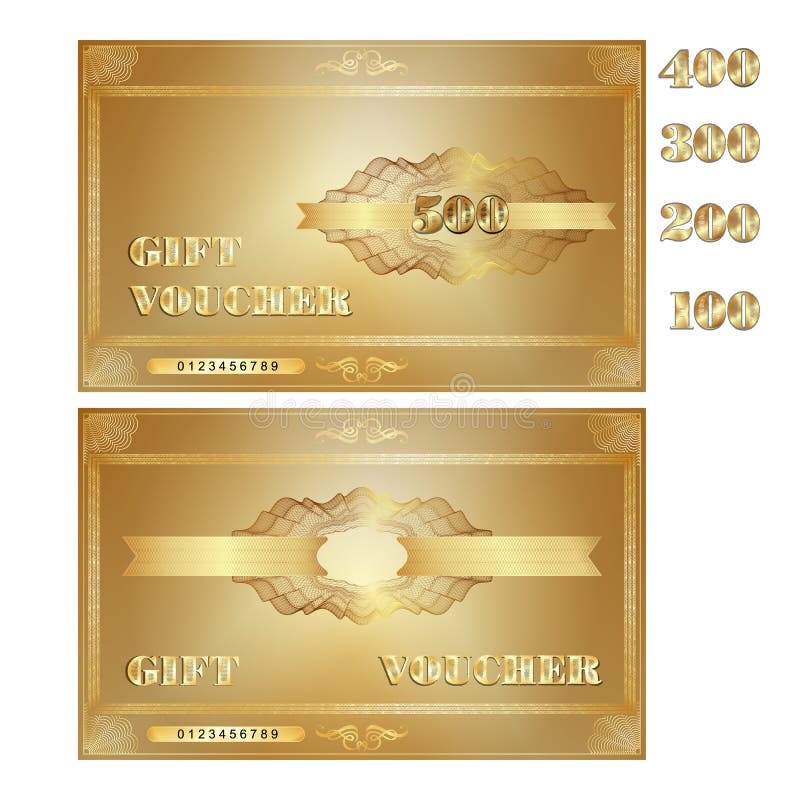 Gift Voucher in Vintage Gold Style Stock Vector - Illustration of ...