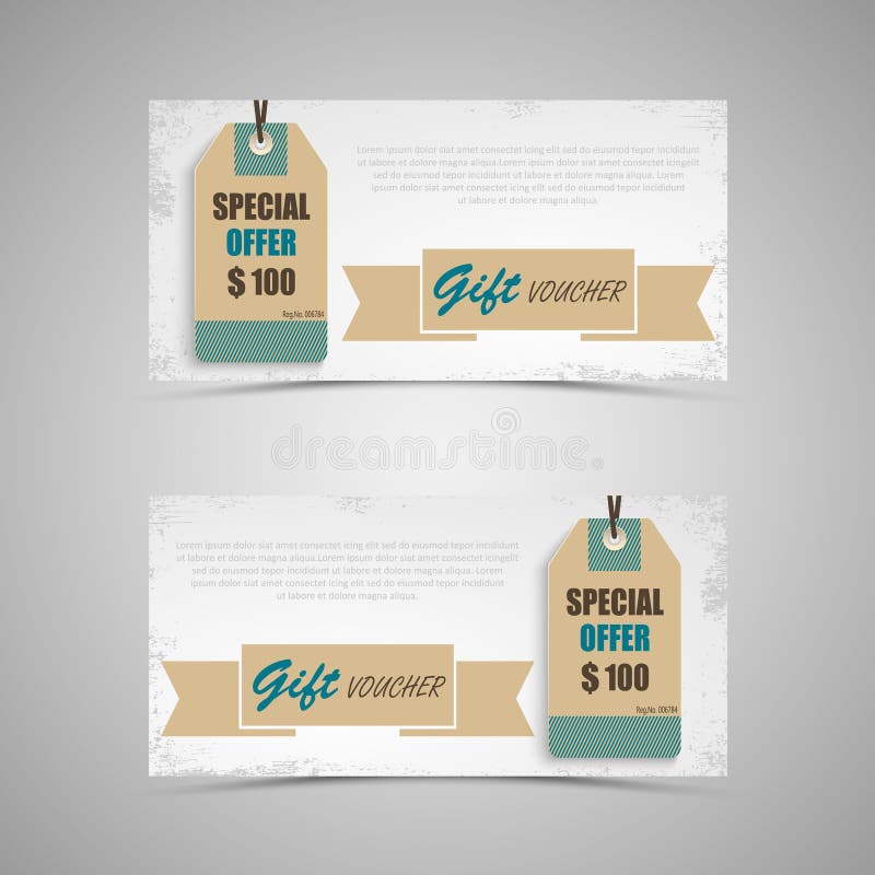 Gift Voucher with Vintage in Retro Style Template Stock Vector ...