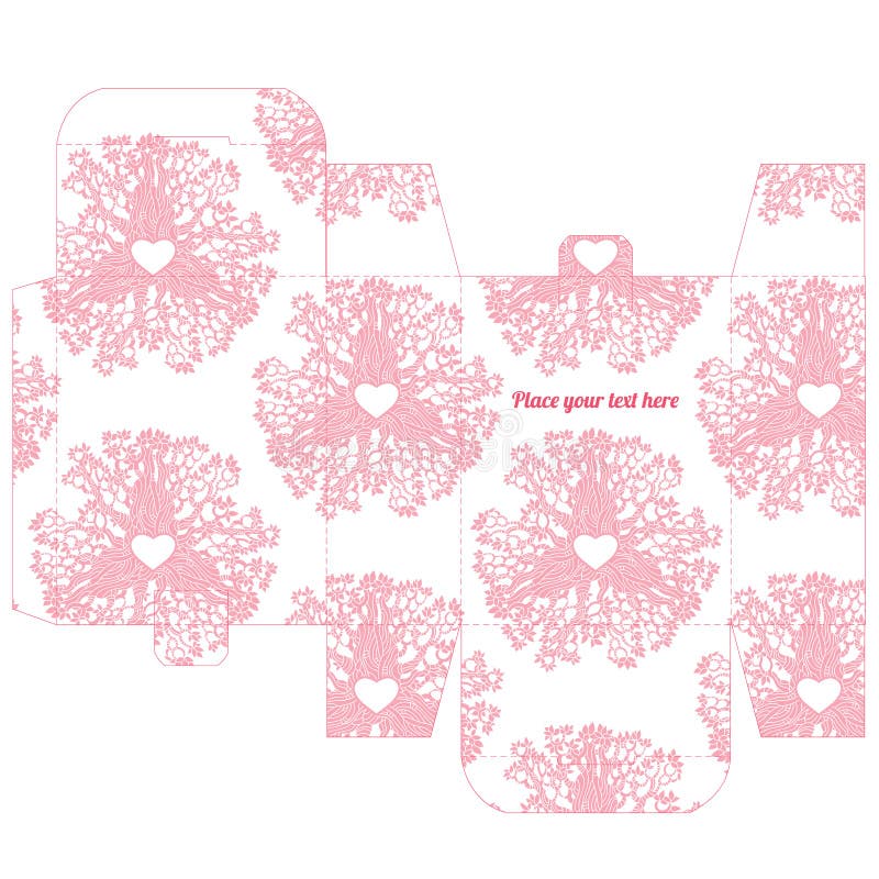 Gift Wedding Favor Box Template with Love Pattern Stock Vector ...