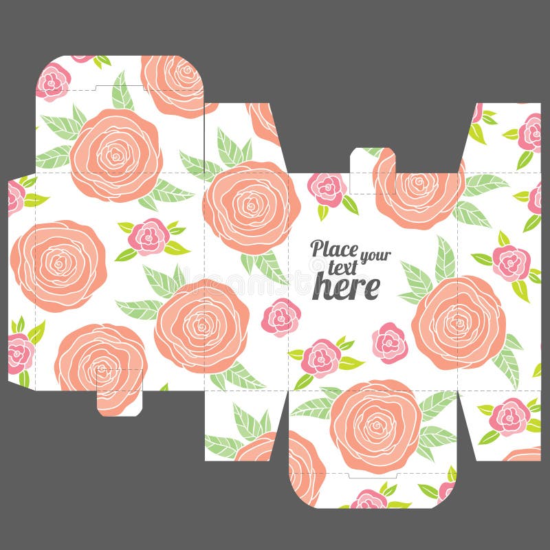 Gift Wedding Favor Box Template with Nature Pattern Stock Vector ...