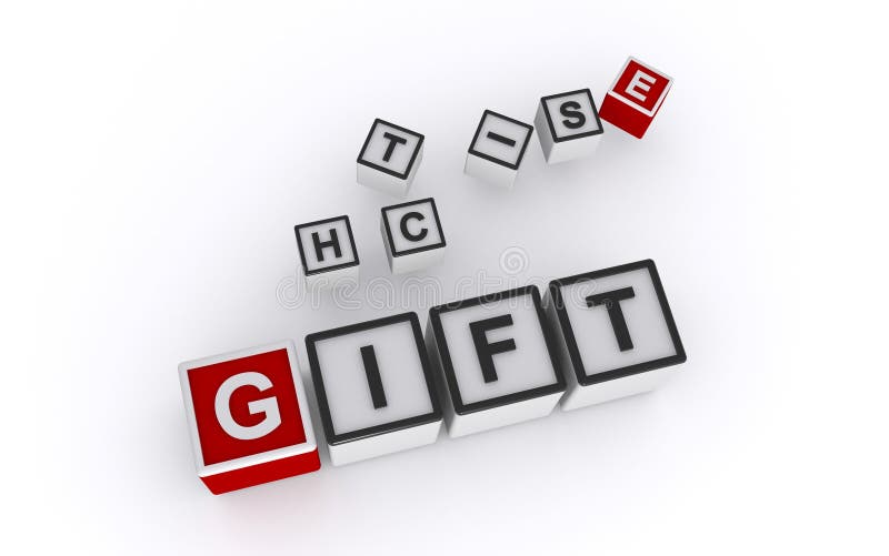 Gift Box with Word Love. Dash Line. Flat Design Stock Vector ...