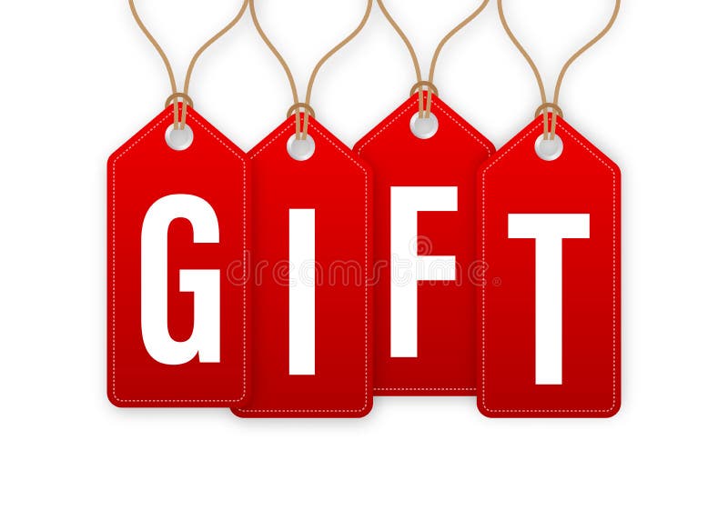 Gift Wording with Golden Ribbon Stock Illustration - Illustration of ...