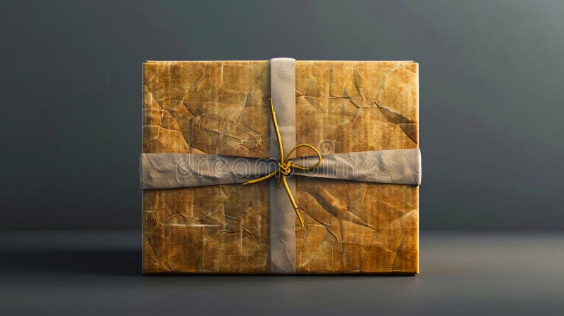 A Gift Wrapped in Brown Paper with a Ribbon Stock Photo - Image of ...