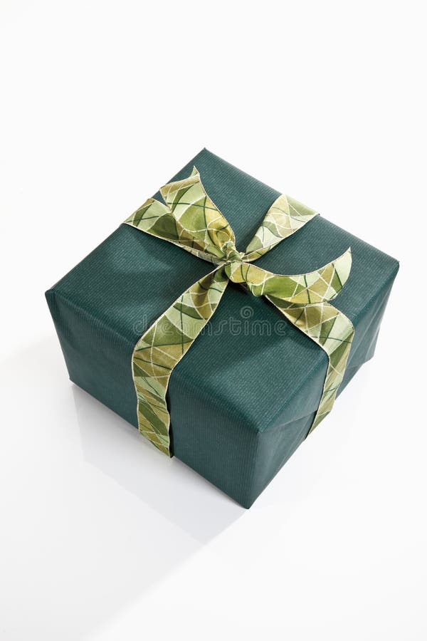 Gift Wrapped with Green Wrapping Paper Stock Image - Image of wedding ...