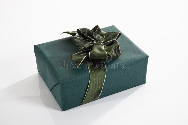 Gift Wrapped with Green Wrapping Paper Stock Photo - Image of wedding ...