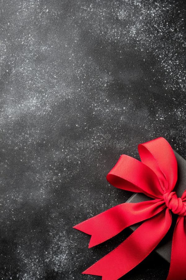 Gift-wrapped Red Present with a Shiny Bow on a Sparkly Dark Background ...