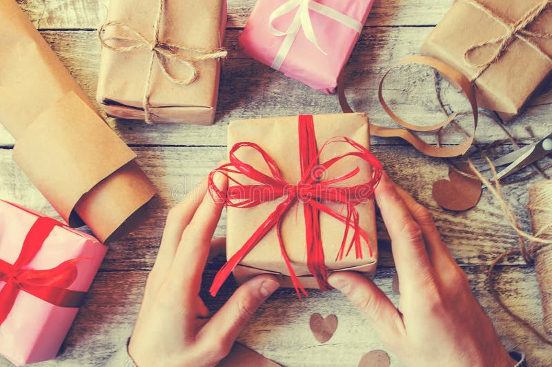 Gift Wrapping for the Beloved. Stock Image - Image of gift, lover ...