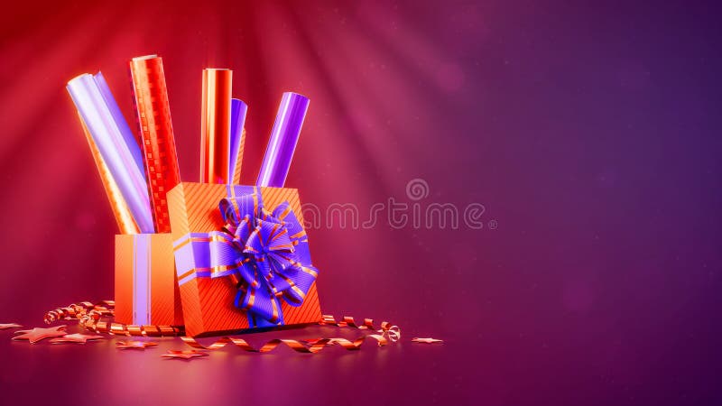 Gift Wrapping and Gift Box on Festal Backdrop - Abstract 3D ...