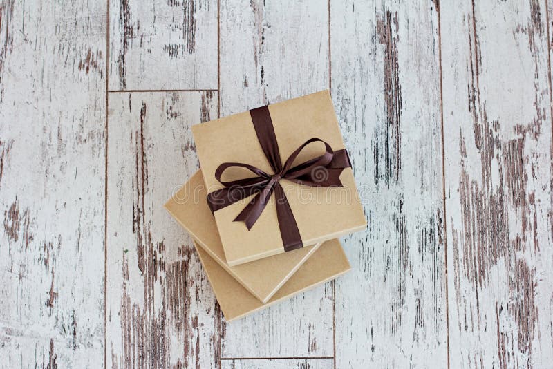 Gift Wrapping. Craft Gift Boxes are Stacked. Stock Image - Image of ...