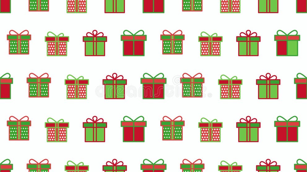 Gift Wrapping Paper with Gift Box Pattern with Christmas Color Stock ...
