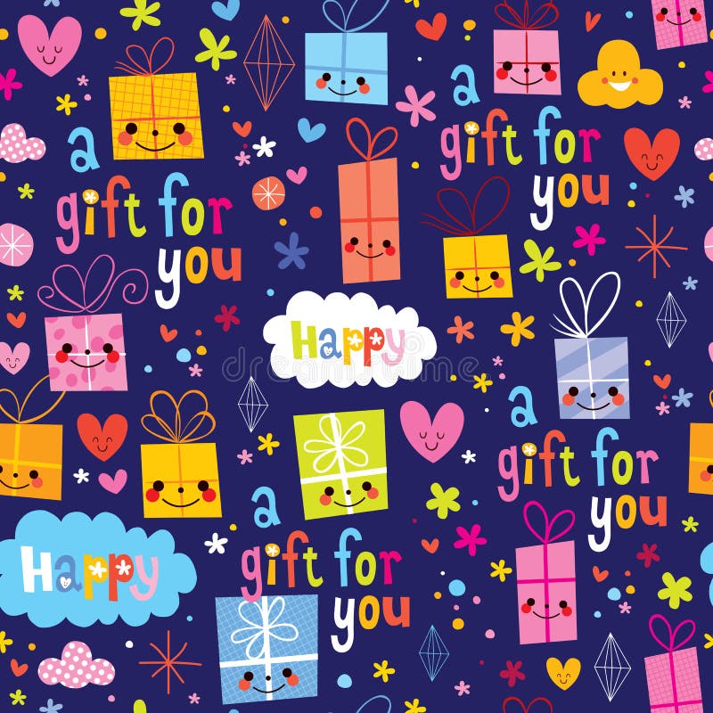 Gift Wrapping Paper Cartoon Seamless Pattern Stock Vector ...