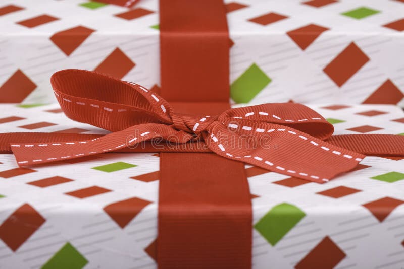 Gift Wrapping with a Red Bow Stock Image - Image of elegance, package ...