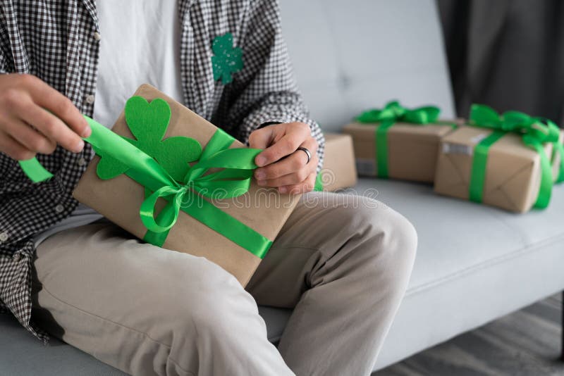 St.Patrick& X27;s Day, Spring, Happiness Concept - Man with Many Gift ...