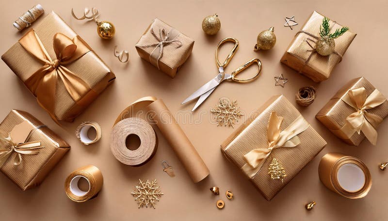 Gift Wrapping Station - Top View Layout of a Hyper Realistic Gift ...