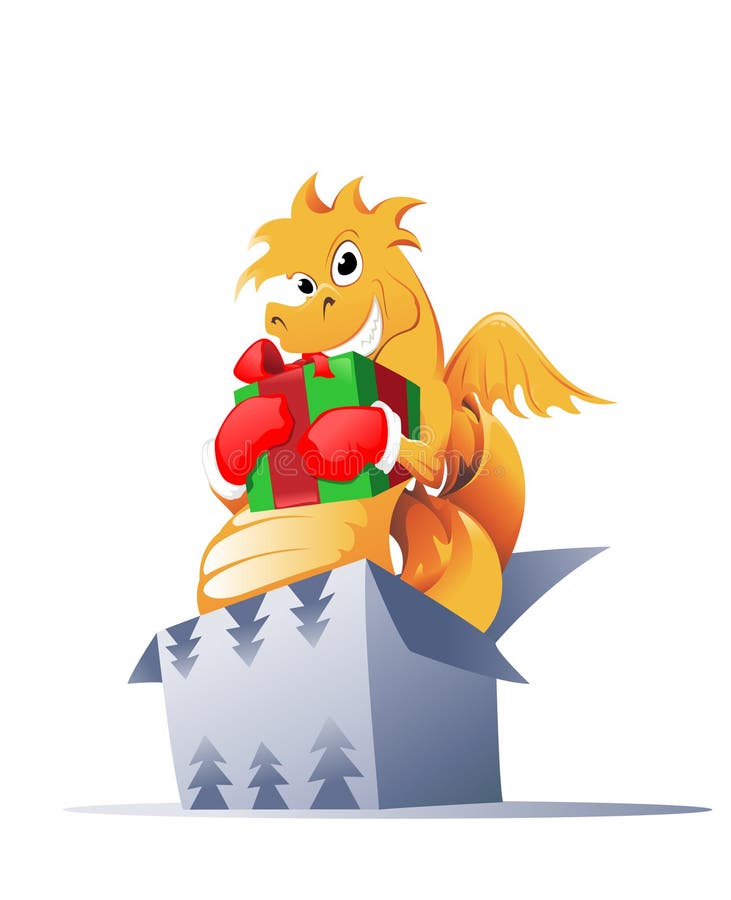 Gift from a Year of a Dragon Stock Vector - Illustration of gift, white ...
