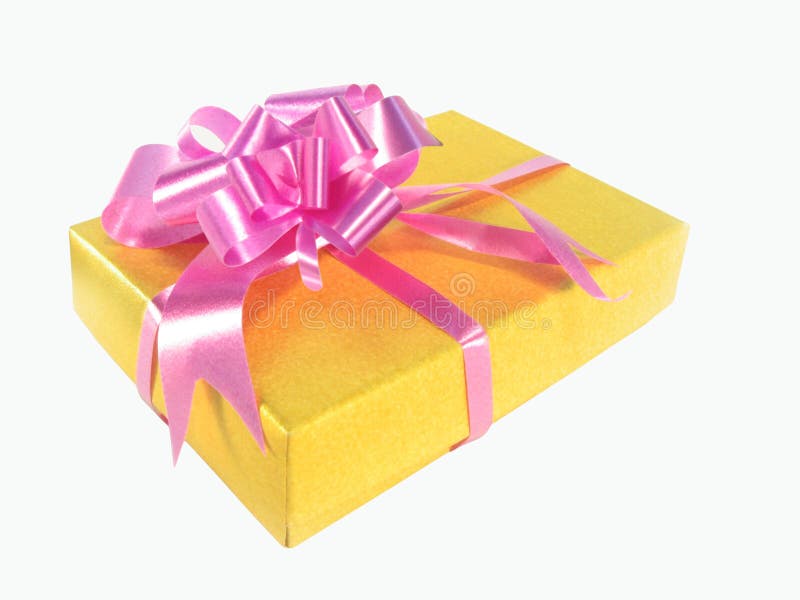 Gift in a yellow box stock image. Image of anniversary - 7280091